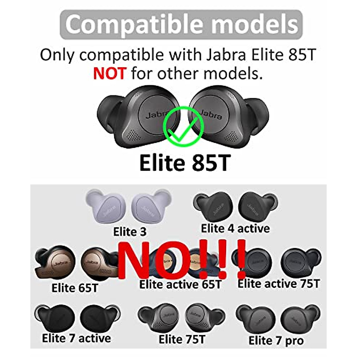 3 Pairs Memory Form Ear Tips Buds for Elite 85T, S/M/L 3 Size Replacement Reduce Noise Fit in Case Premium Earbuds Gel Compatible with Jabra Elite 85t - S/M/L Black