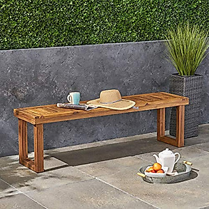 Christopher Knight Home Kemp Outdoor Acacia Wood Bench, Sandblast Natural Finish