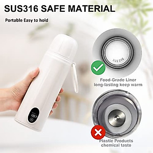 Portable Water Warmer, Milk Warmer for Breastmilk or Formula,14 Ounce Large Capacity, 9000mAh Battery Power - Up to 12h, Water Warmer for Baby Brew Formula,Travel Friendly, On The Go