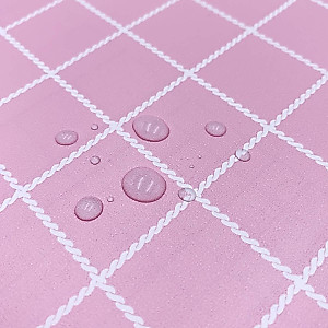 Yifely Pink Plaid Shelf Liner Waterproof Drawer Cover Paper Self-Adhesive Refurbish Girls Folding Laptop Table Makeup Vanity 17.7 inch by 9.8 Feet