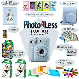 Fujifilm Instax Mini 12 Instant Film Camera (Pastel Blue), Fuji Instax Film Value Pack 30 Sheets, Protective Case, Instax Gift Bundle