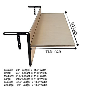 GENESIS WOODESIGN Balcony Bar Table for Railings, Balcony Folding Deck Table, Wooden Adjustable Hanging Deck Table for Patio, Apartment, Garden (Natural, 59" L x 11.8" W)