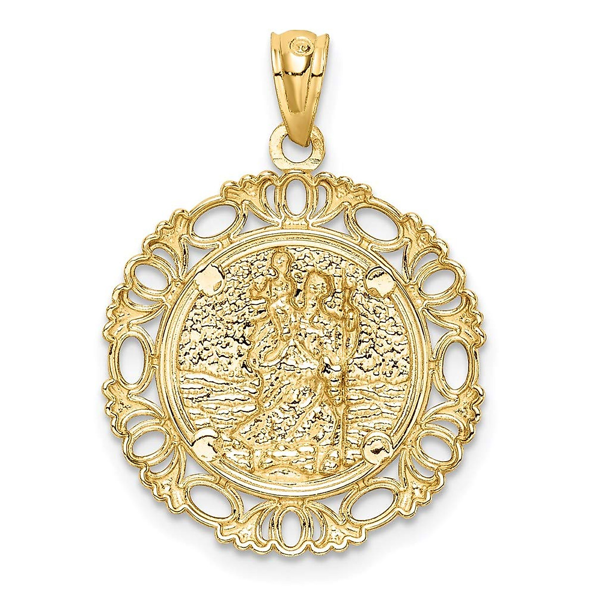 14K w/Rhodium St. Christopher Medal 24.75mm 18mm style C4714