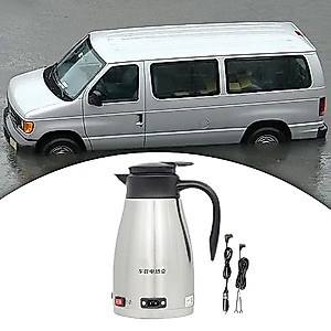 MagiDeal Stainless Steel Coffee Warmer Car Electric Kettle Drinking Cup Car Mug Large Capacity Portable Teapot Car Water Boiler for Self Driving Tour, 24V