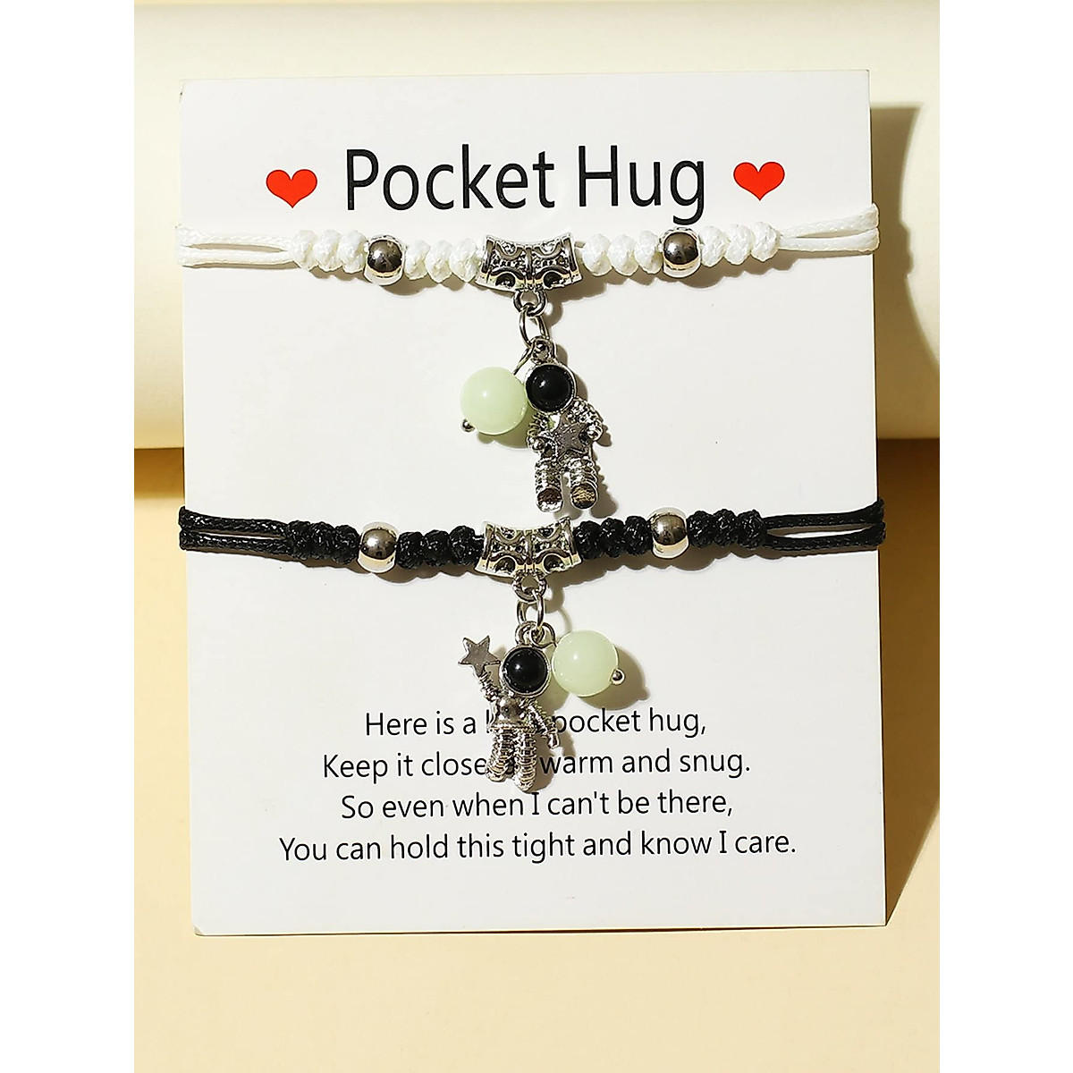 2pcs Couple Glow In The Dark Astronaut Charm Bracelet