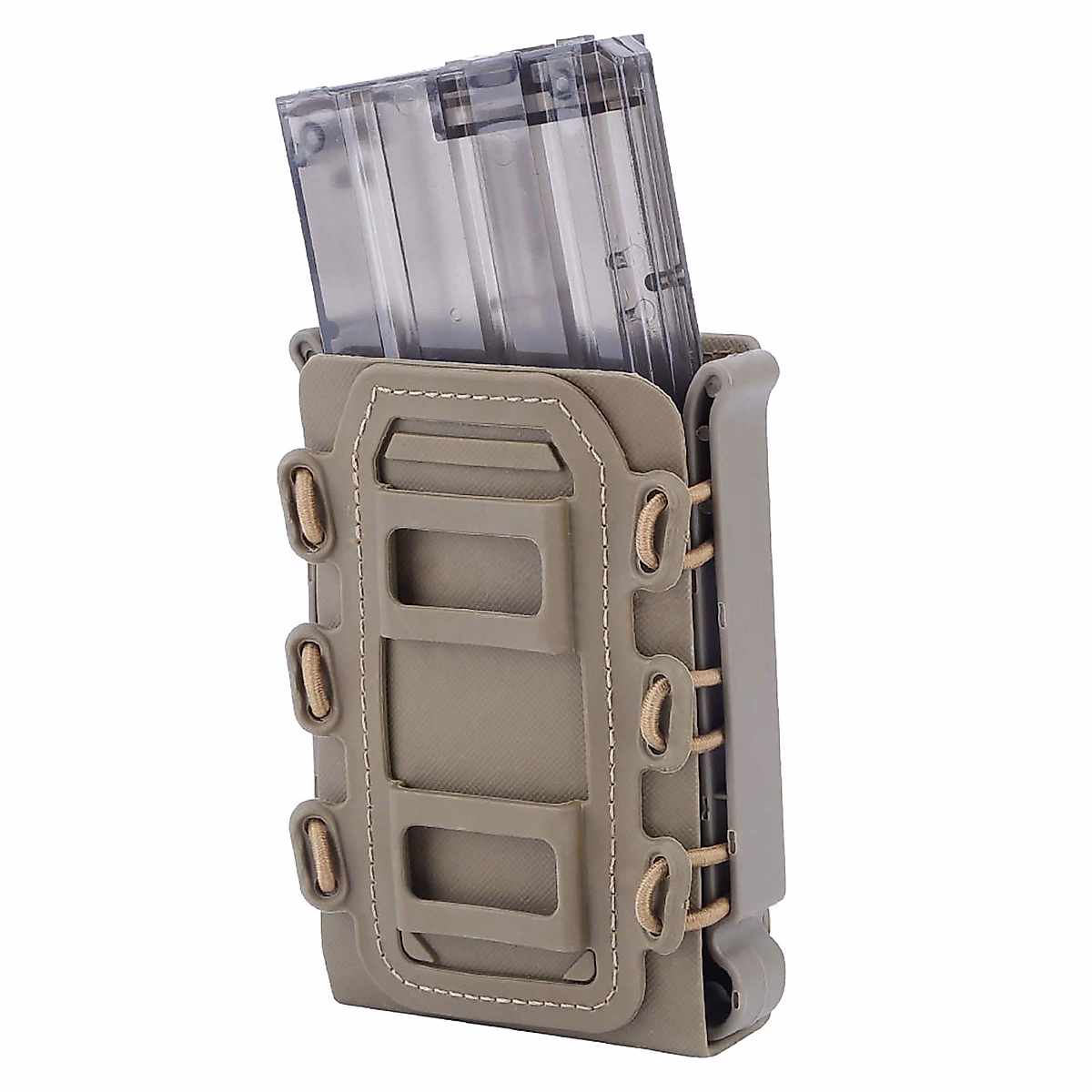 Dekoo Mag Pouch, 3PCS Tactical Magazine Pouches Molle Fastmag Softshell Mag Carrier 5.56/7.62mm Fastmag for Airsoft M4 AR AK (Tan)