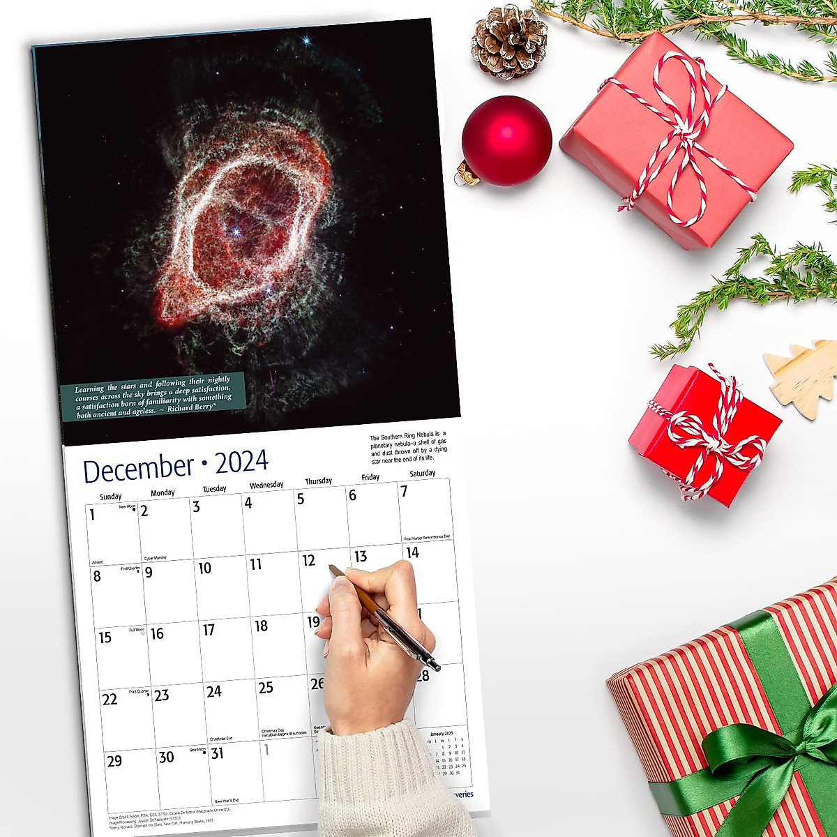 RED EMBER James Webb Space Telescope 2023 Hangable Monthly Wall Calendar |12" x 24" Open | Thick & Sturdy Paper | Giftable | Outer Space Universe NASA