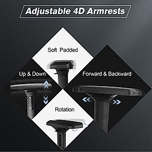 GTRACING Gaming Chair, Big and Tall Computer Chair with 4D Adjustable Armrests, Height Adjustable Recliner with Ergonomic Head Pillow and Lumbar Support for Gaming or Working (White)