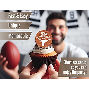 Texas Party Supplies (42 Pieces) for University of Texas Graduation, Tailgating and Birthday Party Decorations with Texas Longhorns Banner and UT Austin Cupcake Toppers Decorations (Texas Longhorns)