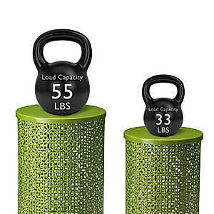 Glitzhome Outdoor Side Table Set of 2, Decorative Garden Stool for Indoor Outdoor Heavy Duty Metal Frame Accent Table Modern End Table, Glossy Green