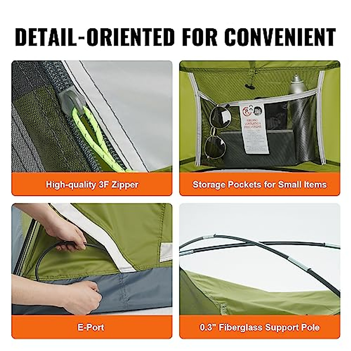 Vevor Camping Tent, 7 x 7 x 4 ft, Waterproof, Lightweight, Backpacking, with Door, for Outdoor Family Camping, Hiking, Hunting, Mountaineering Travel