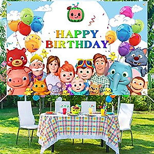 Birthday Party Supplies for Cocomelon, 5x3 Ft Birthday Backdrop for Cocomelon, Cartoon Family Party Decoration Banner for Baby Shower Birthday Party