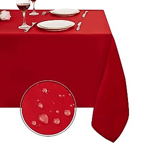 Obstal 210GSM Rectangle Table Cloth - 60x144 Inch - Heavy Duty Water Resistance Microfiber Tablecloth, Decorative Fabric Table Cover for Christmas Holiday Party, Rio Red