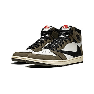 Nike Men's Air Jordan 1 High OG Ts Sp Travis Scott, Sail/Dark Mocha/University Red, 10.5