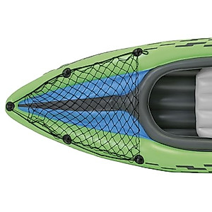 Intex Challenger K1 Kayak 1 Man Inflatable Canoe with Aluminum Oars and Hand Pump, Green/Blue