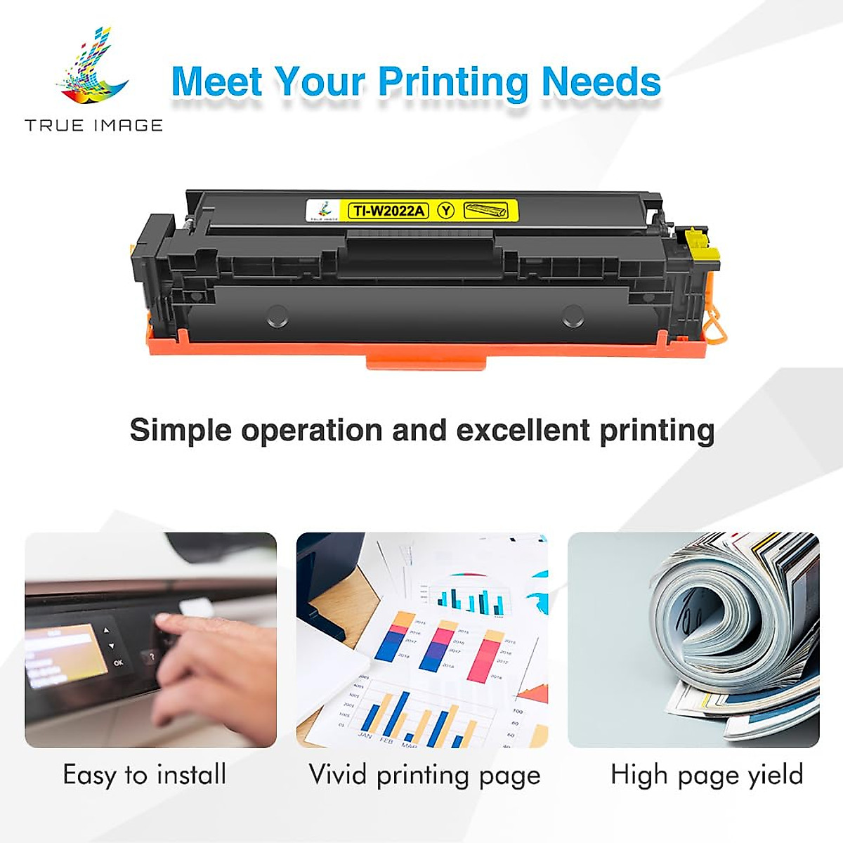 TRUE IMAGE Compatible Toner Cartridge Replacement for HP 414A W2020A 414X HP Color Pro MFP M479fdw M479fdn M454dw M454dn M454 M479 Printer Toner (Black Cyan Yellow Magenta,4-Pack)