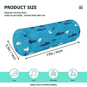 Vnurnrn Sharks Neck Support Pillow Round Neck Roll Bolster Cylinder Pillow Cervical Pillows Body Pillow for Leg Knee Back Head Support for Work Men Women Bed