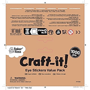 Baker Ross EV1202 Eye Stickers - Pack of 1000, Embellishments for Kids to Add to Arts and Crafts Projects, Stick On Eyes, Black & White