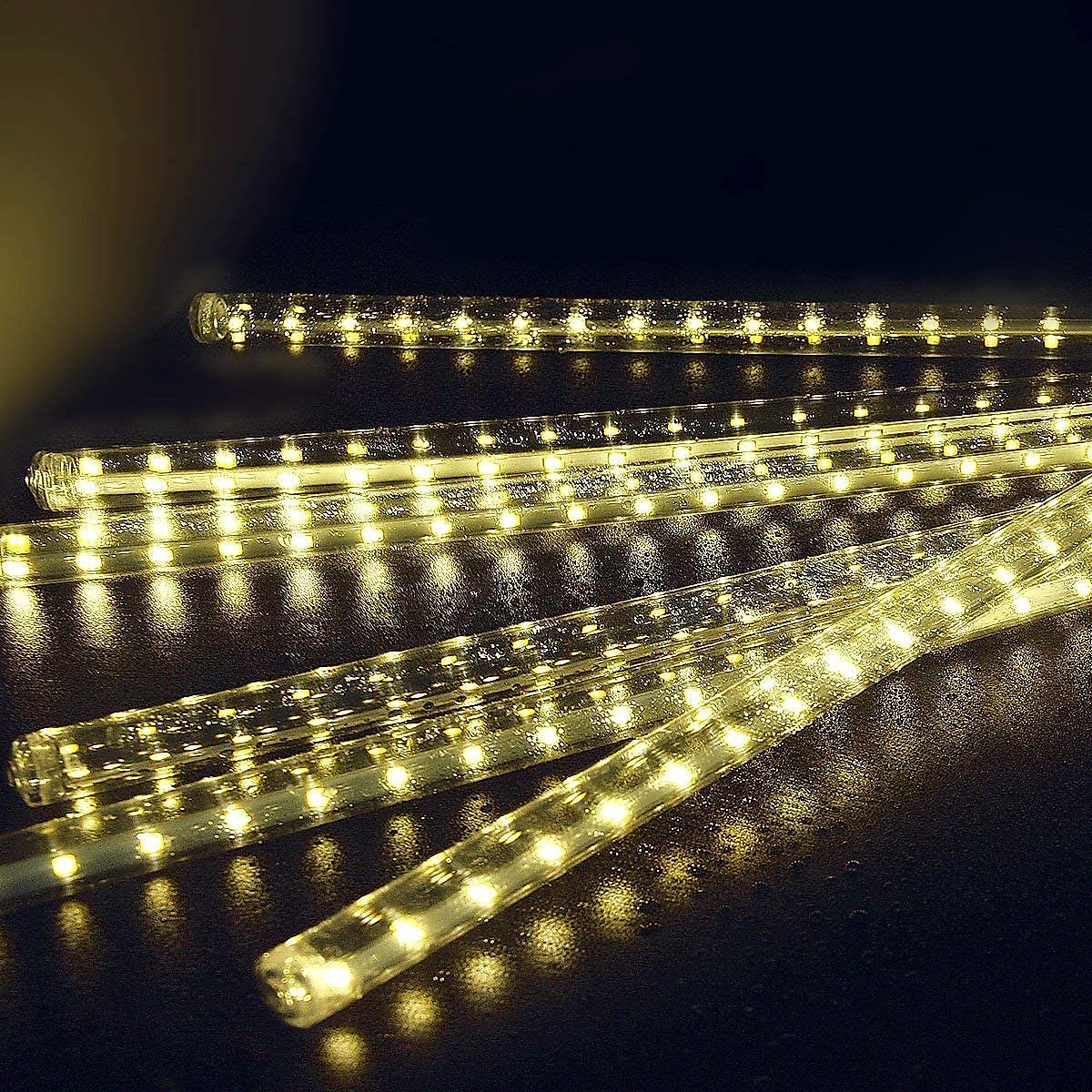 LED Rain Light 30cm 10 Tubes 300 LED High Brightness Outdoor Christmas Lights Cascading Icicle String Light for Indoor Outdoor Wedding Garden Tree Home Decor, Green