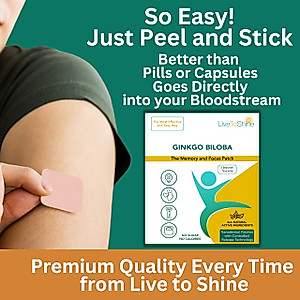 Live To Shine Ginkgo Biloba Patch - 30 Gingko Transdermal Patches - One Month Supply for Women and Men - USA Made
