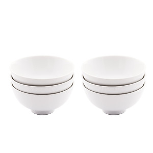 Nethan by MinhLong Premium Porcelain Ceramic Rice/Soup Bowl Set of 6 (Plain White)