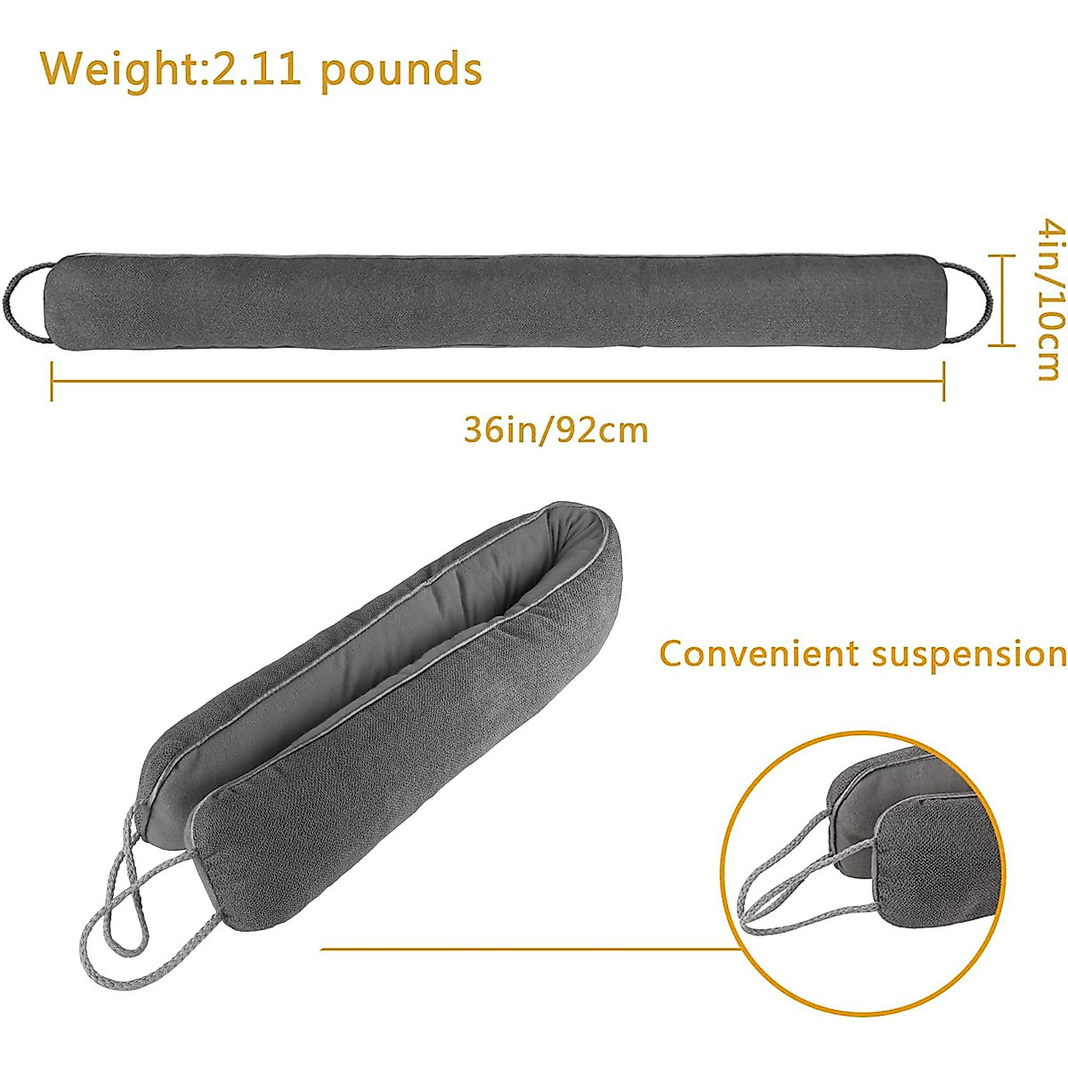 Heavy-Duty Door Draft Stopper 36 Inches, Under Door Noise Blocker Energy Saving, Front Door Insulation Draft Guard Wheaterproof Strip for Doors & Windows