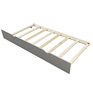 Merax Twin Size Platform Bed with Trundle, Twin Bed Frame with Headboard/Mattress Foundation/Strong Slat Support/No Box Spring Needed, Grey