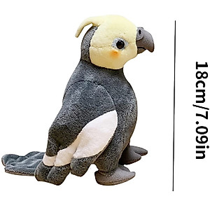 ZHONGXIN MADE Grey Cockatiel Plush Toy - Simulation 7 Inch Parrot Stuffed Animal, Cute Little Bird Doll as Gift for Your Friends