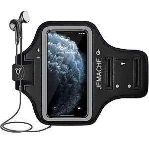 iPhone 15 Pro Max, 14 Pro Max, 15 Plus Armband, JEMACHE Gym Running Workouts Arm Band for iPhone 15/14 Plus, 15/14/13/12/11 Pro Max, Xs Max (Black)
