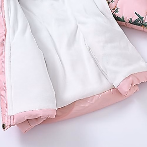 Girls Little Long Quilted Padded Light Puffer Coat Cotton Dress Warm Lined Coat Outer Clothing Bear Hoods Outerwear