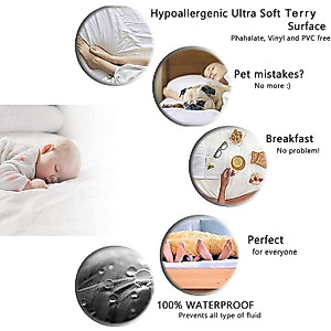 Top Head Flex Split King Mattress Protector Fitted Style 15" Deep Pocket 78" x 80", 32" Split from Top Adjustable Top-Split King Bed (Split Head Flex King Size Waterproof Mattress Protector)