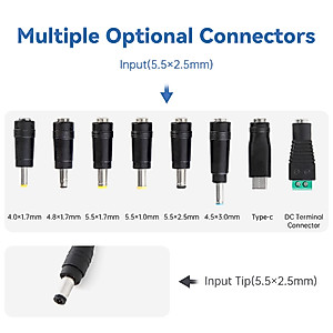 HZHFCB 3V-24V 3A 72W Power Supply Adjustable DC from 3V to 24V Variable Universal Continuous AC/DC Adapter 100V-240V AC to DC Converter with 8 Tips.