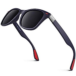 LINVO Black Polarized Sunglasses for Men and Women,Mens Sunglasses Dark Driving Fishing Golf HD UV400 Shades