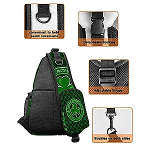 Sling Backpack, St Patrick Day Shamrock Green Checker Plaid Waterproof Lightweight Small Sling Bag, Travel Chest Bag Crossbody Shoulder Bag Hiking Daypack for Women Men