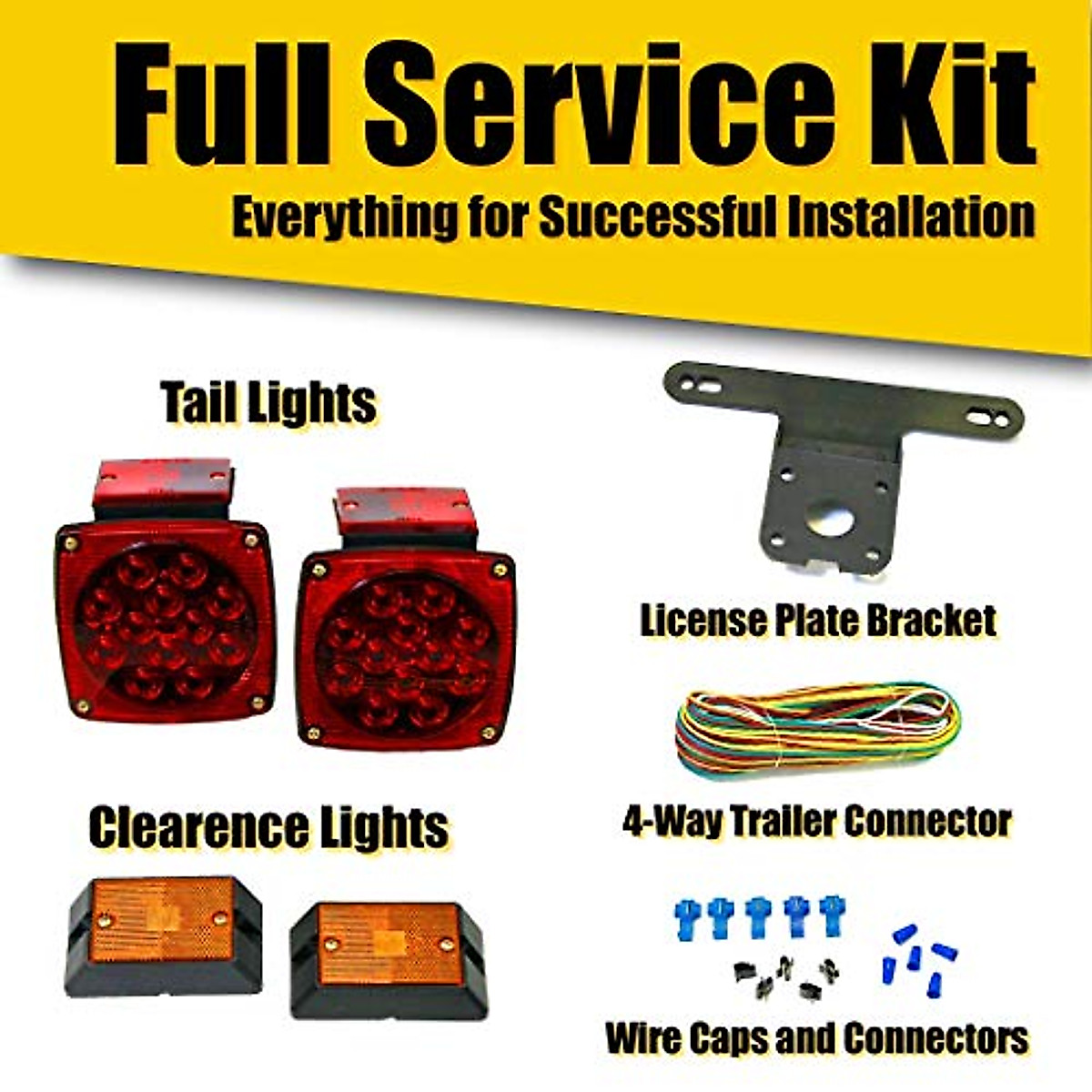 MAXXHAUL 70205 Trailer Light Kit - 12V All LED, Left and Right Waterproof Submersible for Trailers, Boat Trailer Truck Marine Camper RV Snowmobile, Red