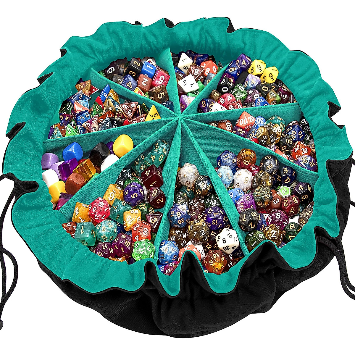SIQUK Large Dice Bag with Pockets Big Capacity Dice Bag Drawstring Dice Pouch DND Dice Storage Bag for RPG MTG Table Games, Hold Over 300 Dice, Rose Red