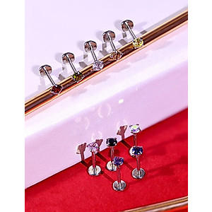 Xnsjeyy 20G Threadless Push in Lip Rings Nose Rings for Women 316l Surgical Steel Labret Jewelry Monroe Lip Rings Piercing Tragus Rook Helix Cartilage Forward Earring Piercing Jewelry 8mm Silver