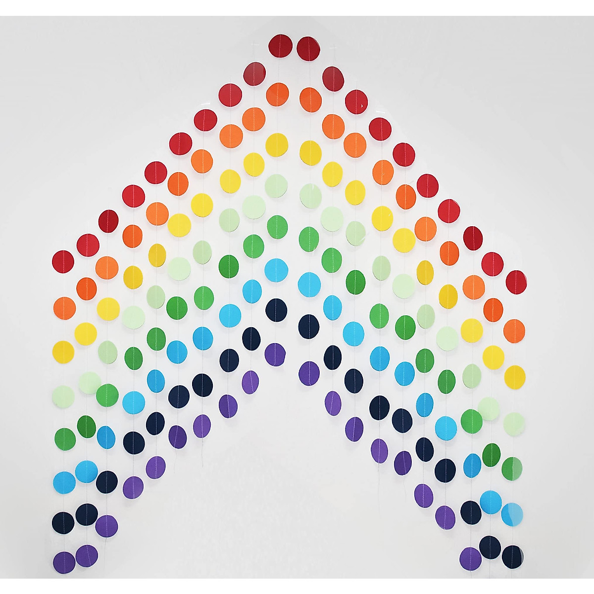 Rodudu 52.5 Feet Circle Dot String Paper Garland Hanging Banner Srteamers Decor for Birthday Party Bridal Shower Home Decor Classroom Candyland Streamers