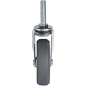 Finnhomy Caster Wheels 3 Inch Set of 4 Heavy Duty Threaded Stem Casters 3/8"-16 x 1-1/2" Swivel Rubber Industrial Castors Premium Wheels for Wire Shelving/Furniture/Carts Load Bearing 720 Lbs Gray