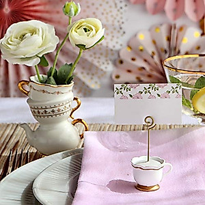 Kate Aspen, Place Card Holders, Tea Time Whimsy, Teapot and Teacup, Place Cards Included, Set of 6,Pink