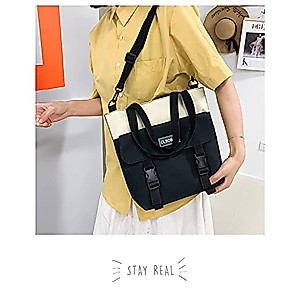 Zhousanjian Fashion Cute Kawaii Backpack 4Pcs Canvas Backpack Give away bear pendant Pencil Pouch Shoulder Bag Lunch Bag for Girls Boys (Black) …