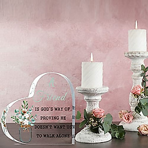 Christian Gifts Birthday Friendship Gifts with Quotes A Friend Is God's Way of Proving He Doesn't Want Us to Walk Alone(Heart Style,6 x 6 x 0.6 Inch)