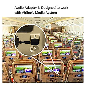 AFUNTA Airplane Flight Adapters for Headphone, 5 Packs Airline Converters for Earphone, with 1 to 2 Splitters - Black