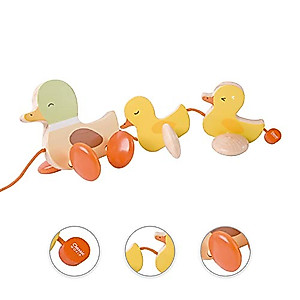 Classic World Pull Along Walking Toys, Wooden Pull Duck Toy for Baby Toddler
