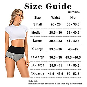 MISSWHO Cotton High Waisted Womens Underwear, Tummy Control Postpartum Essential Panties Full Coverage, C Section Ladies Briefs Plus Size Underpants 5 Pack Size 7 Large