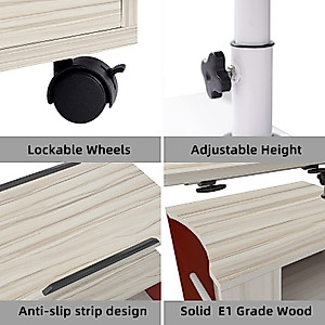 sogesfurniture Nightstand, Height Adjustable Movable Bedroom Side Table, Overbed Bedside Table, Stackable End Table, Bedside Table, Bedroom Furniture, Maple