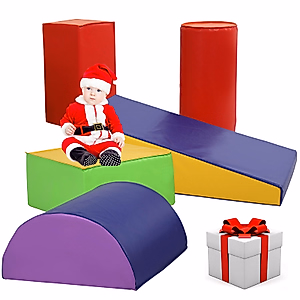 5pcs Colorful Climbing Toys for Toddlers 1-3, Secure Foam Blocks Toddler Climbing Toys Indoor, Soft Play Equipment for Preschools Child Development, Color Coordination, Motor Skills