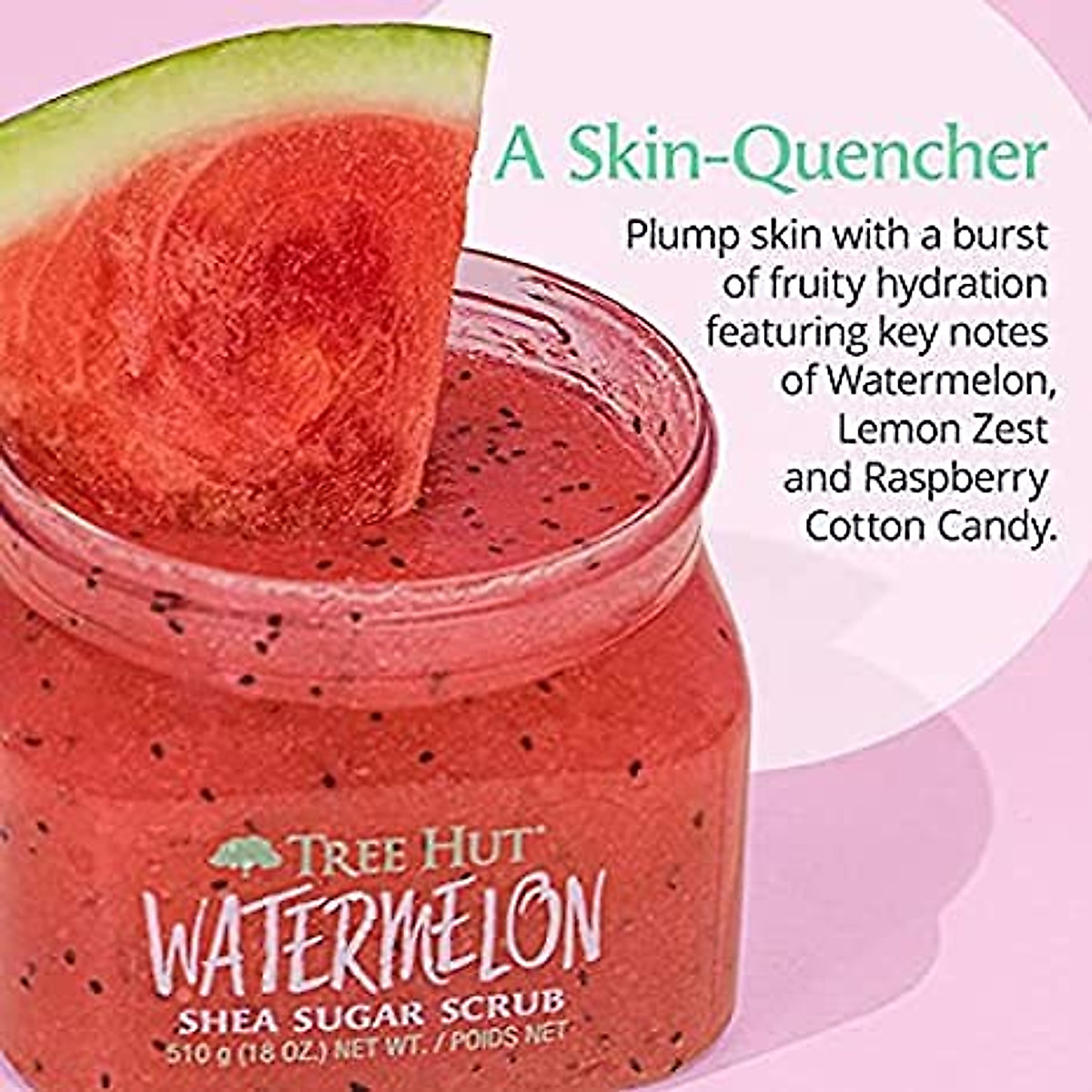 Giftician Tree Hut Watermelon Sugar Scrub, 2 pack - 18 oz jars, for hydrated, youthful-looking skin pink