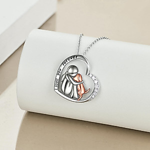 YFN Sterling Silver Keepsake Dog Pendant Necklace I Love You Forever Dog Lover Memorial Gifts for Women (Rose- I Love You Forever)