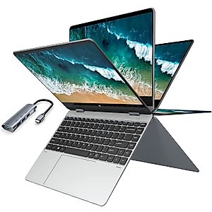 BOCCONI 13.3" Convertible 2 in 1 FHD Touchscreen Laptop, 8GB DDR4, 256GB M.2 SSD, Quad-Core Celeron N4100, Type-C Ports, AC WiFi + BT 4.0, Windows 11 Pro, Webcam, All-Metal Body